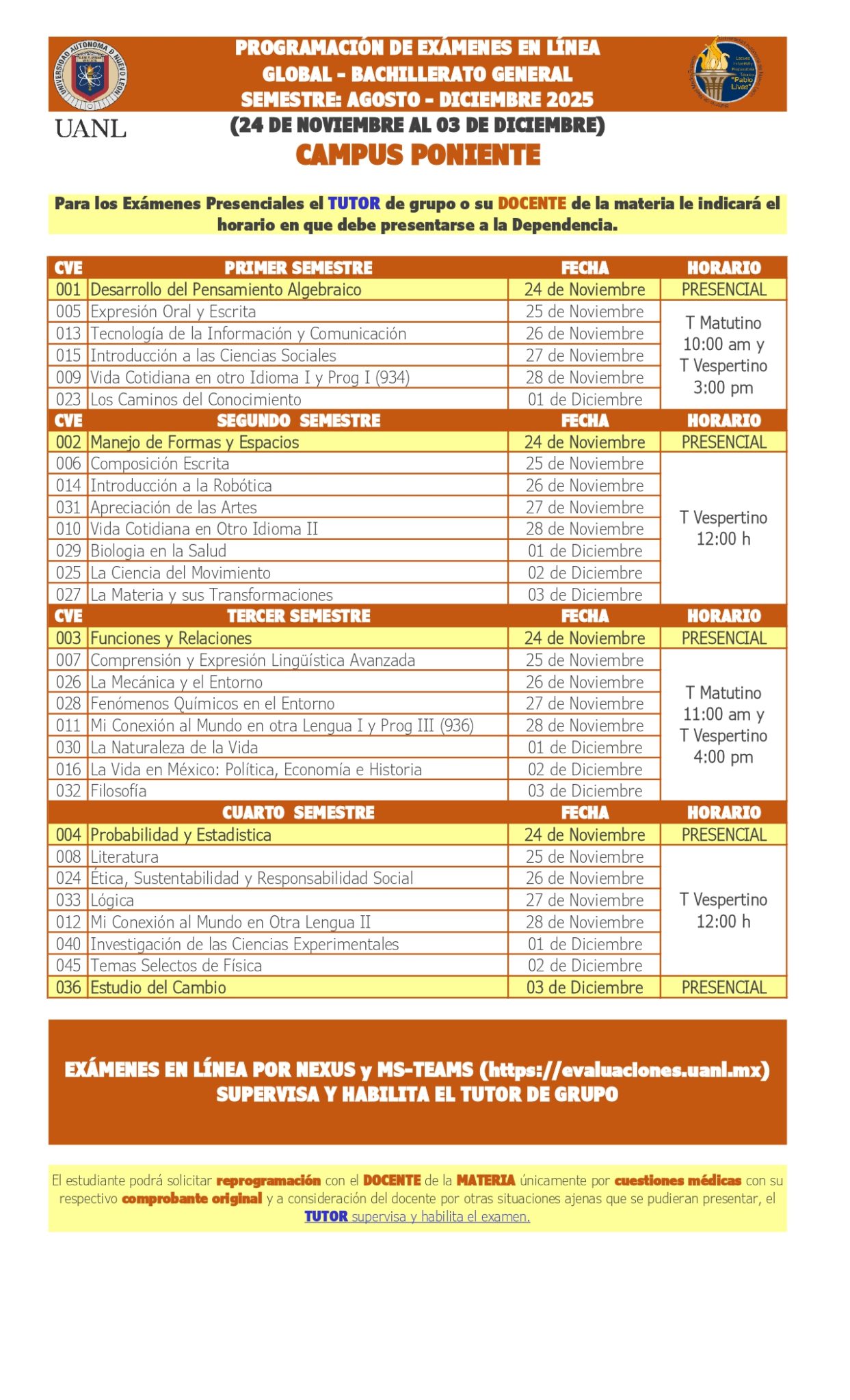 Programación - Exámenes Globales - Preparatoria Pablo Livas